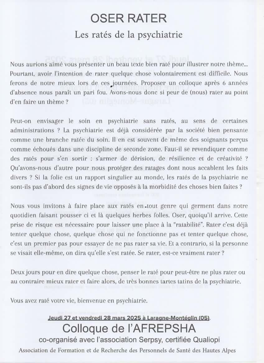 Oser rater - Santé Mentale